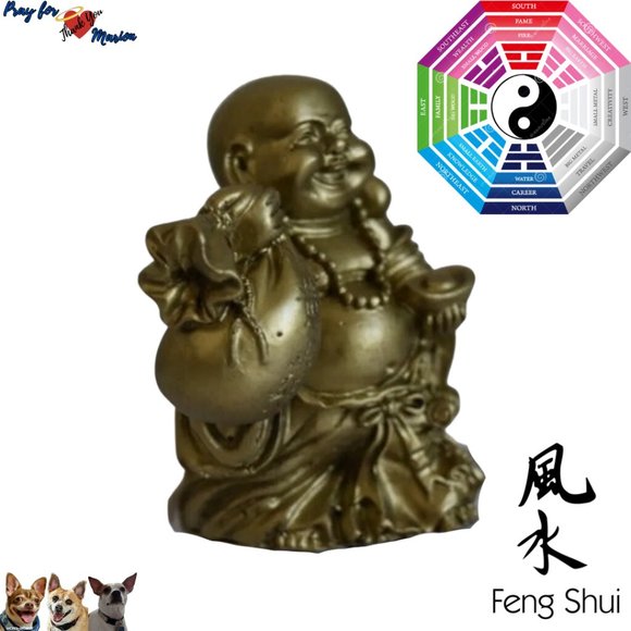 Accents | 3 Golden Painted Resin Laughing Buddha Of Wealth Fung Shui ...